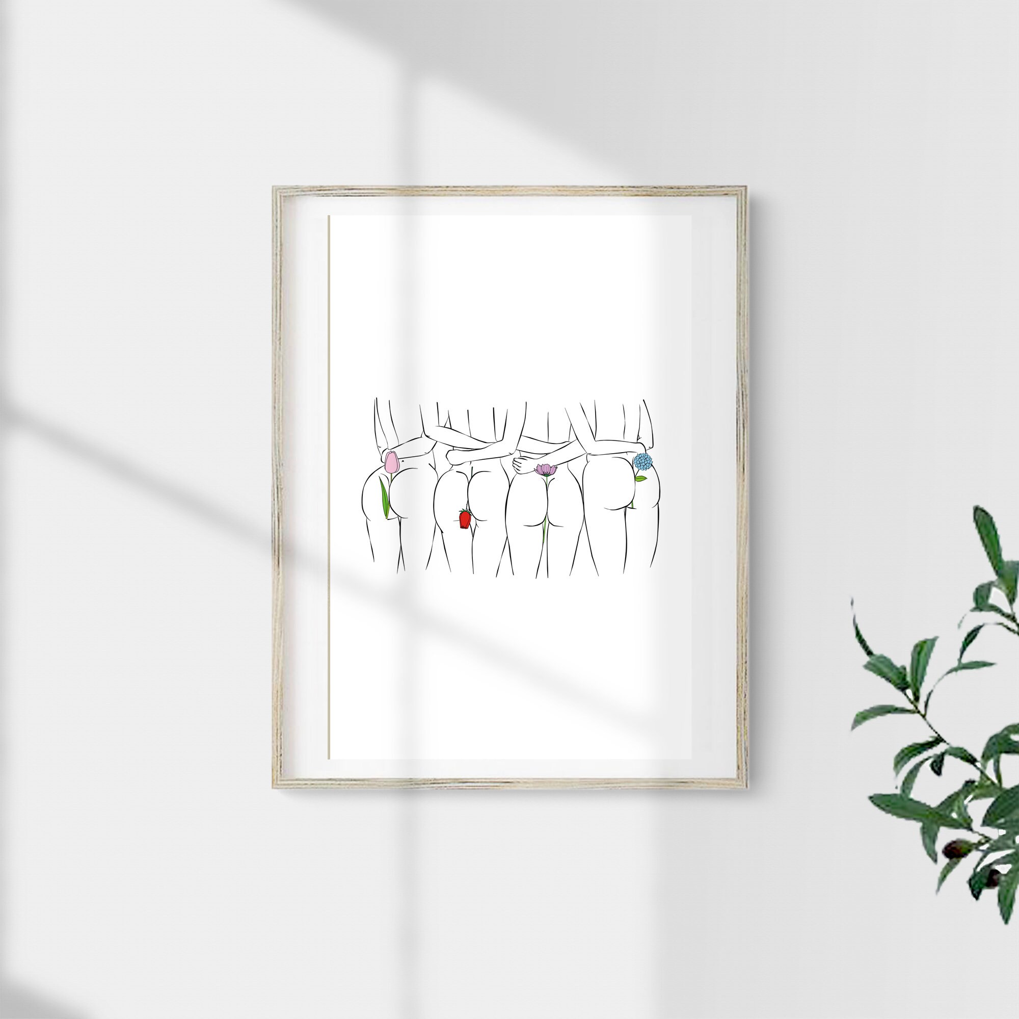 Funny Butt Art, Flowers and Butts, Nice Bum, Minimalist Art, Body Line ...