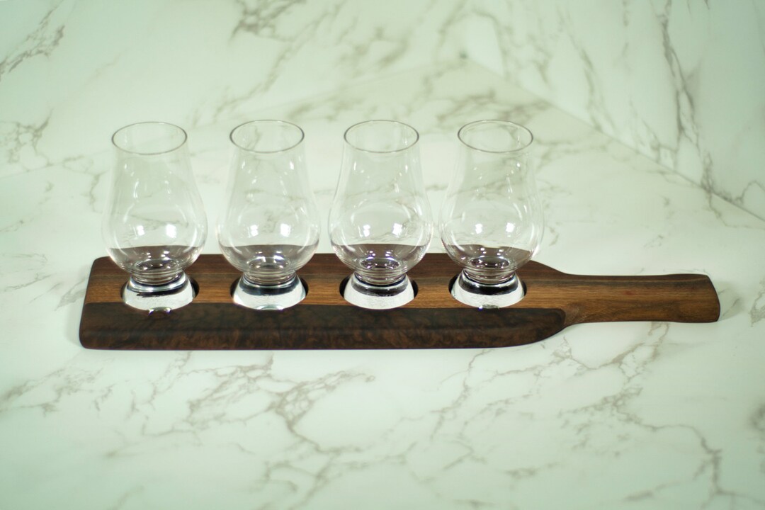 Black Walnut and Hazelnut Epoxy Four Glencairn Whisky Glass Flight ...
