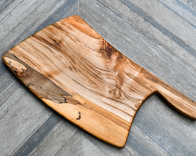 Unique Spalted Maple Meat Cleaver Cutting Board - Etsy