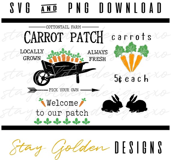 Spring Carrot Patch Locally Grown Farm Clipart SVG PNG | Etsy
