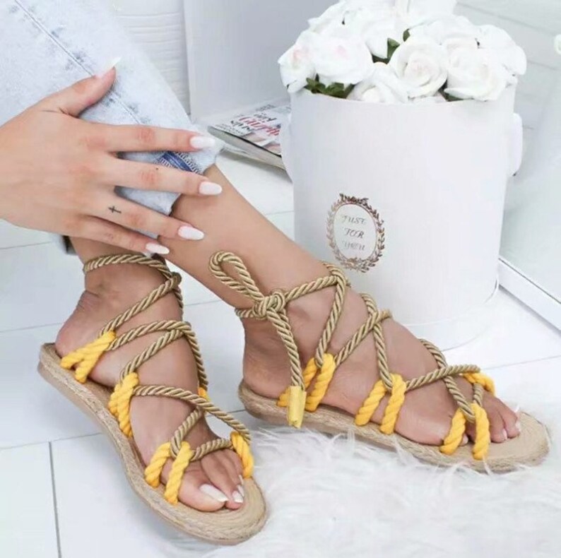 Sandals Strap Rope Summer Sandals Women Flip Flops Beach - Etsy