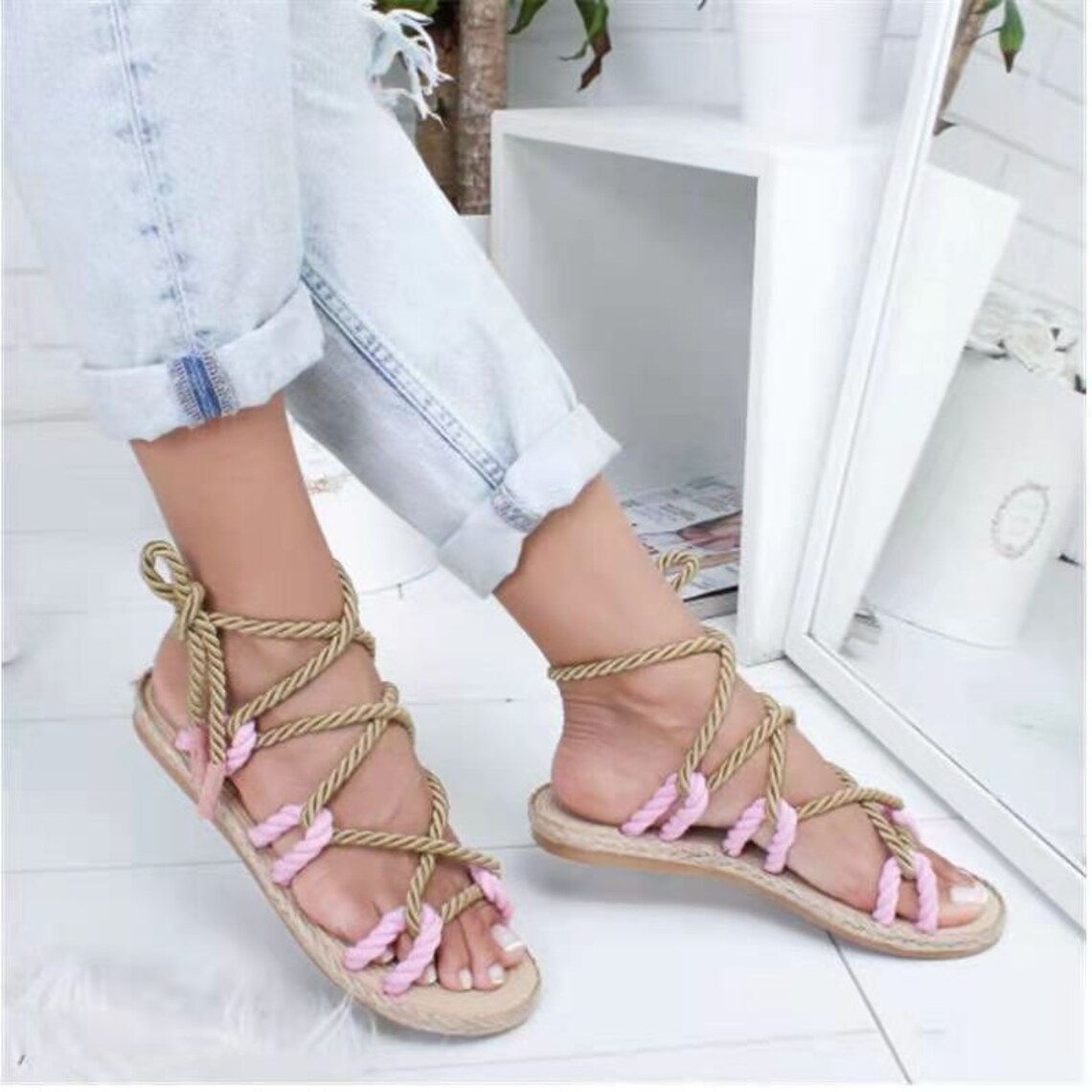 Sandals Strap Rope Summer Sandals Women Flip Flops Beach - Etsy