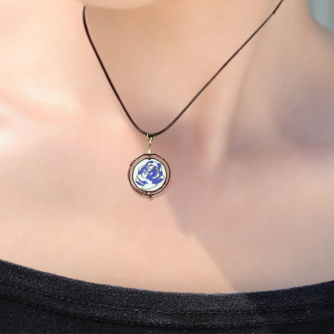 Personalized Blue Rose Pendant Necklace for Ekko / Jinx Powder Fan ...