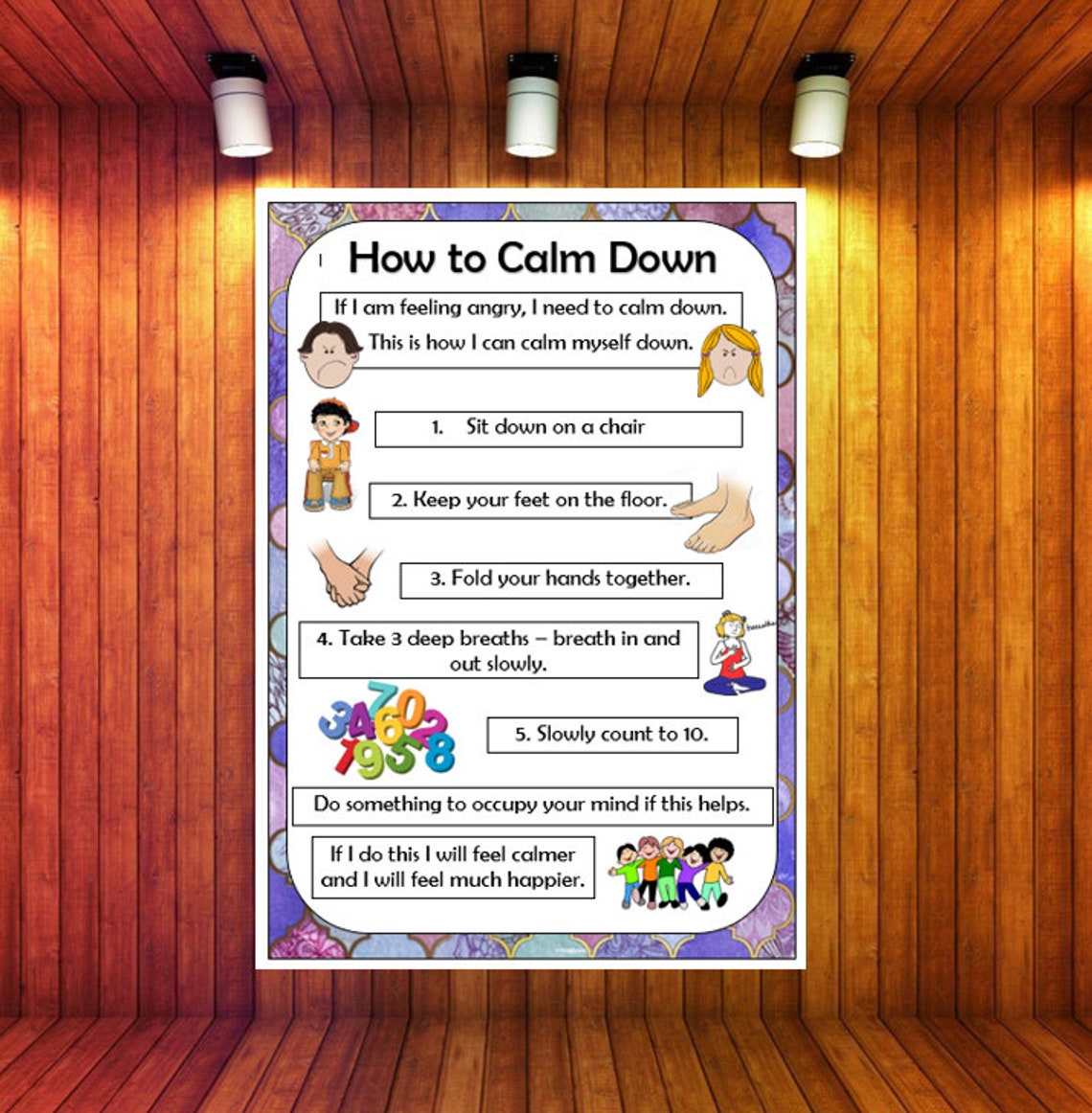 Printable how to calm down poster classroom display - Etsy España