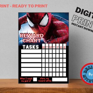 Printable Reward Chart Spiderman Star Chart Behaviour Chart Fun Sticker ...