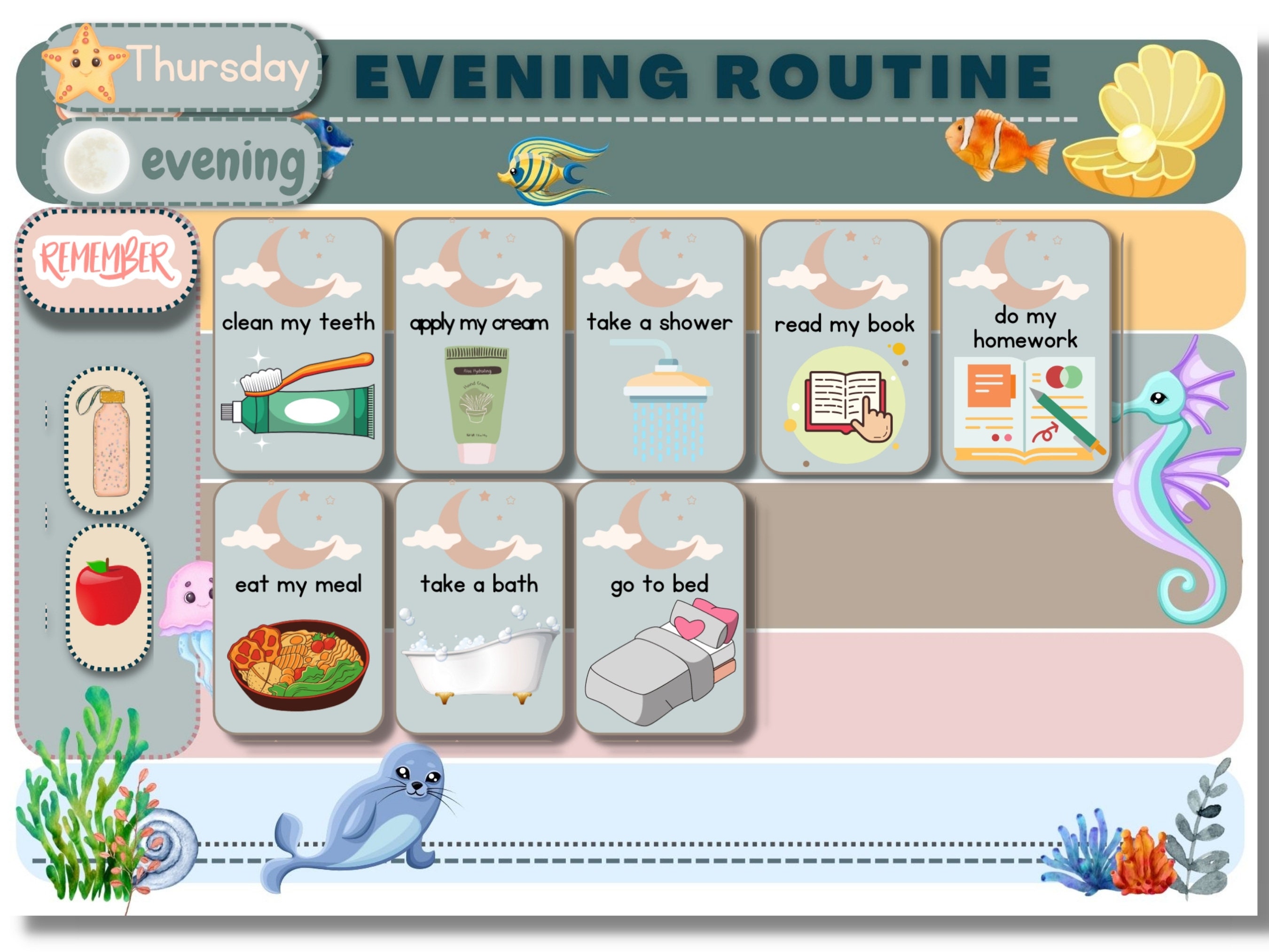 Daily Routine Chart Evening Routine Morning Routine Pecs - Etsy