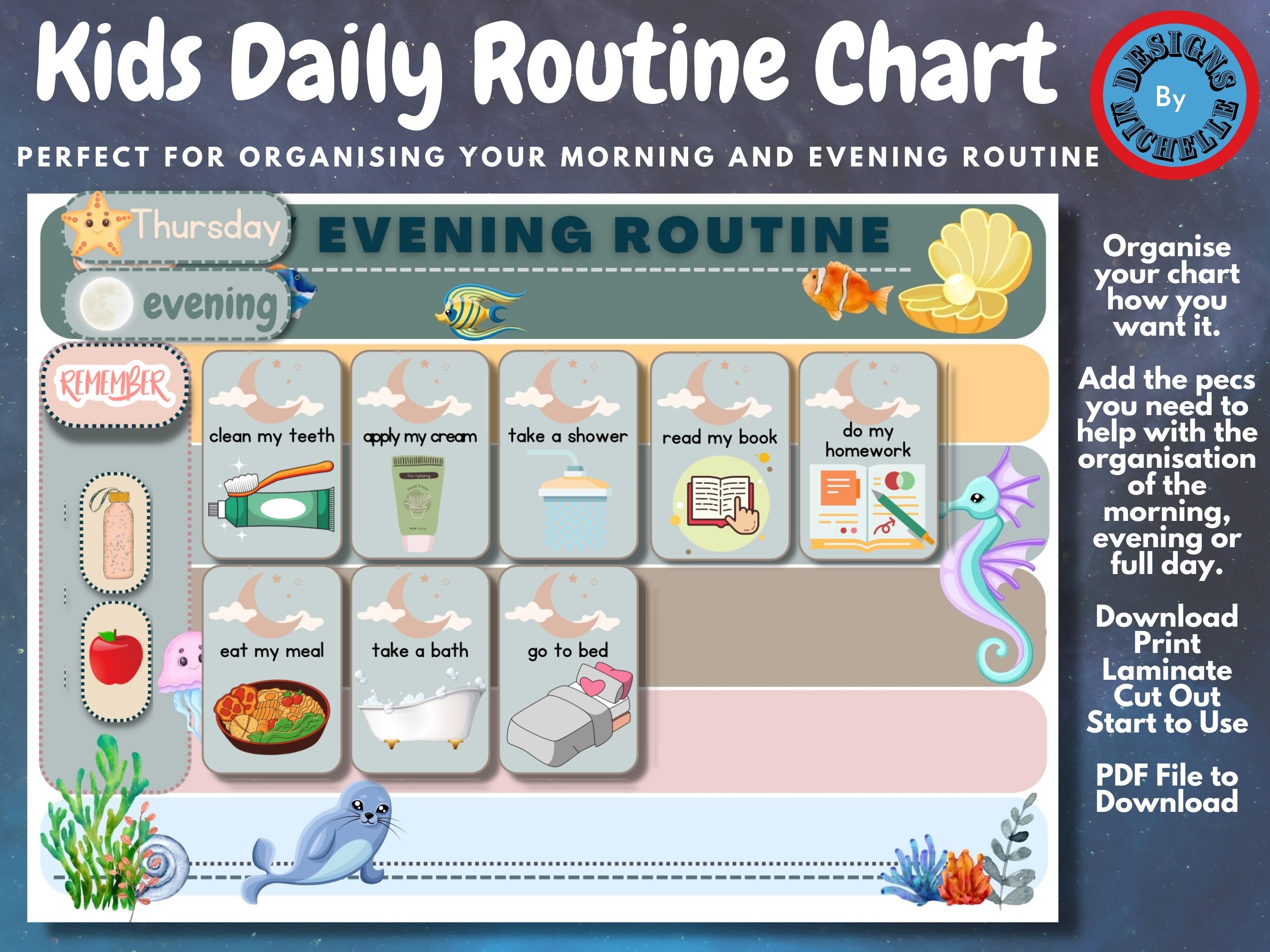 Daily Routine Chart Evening Routine Morning Routine Pecs - Etsy