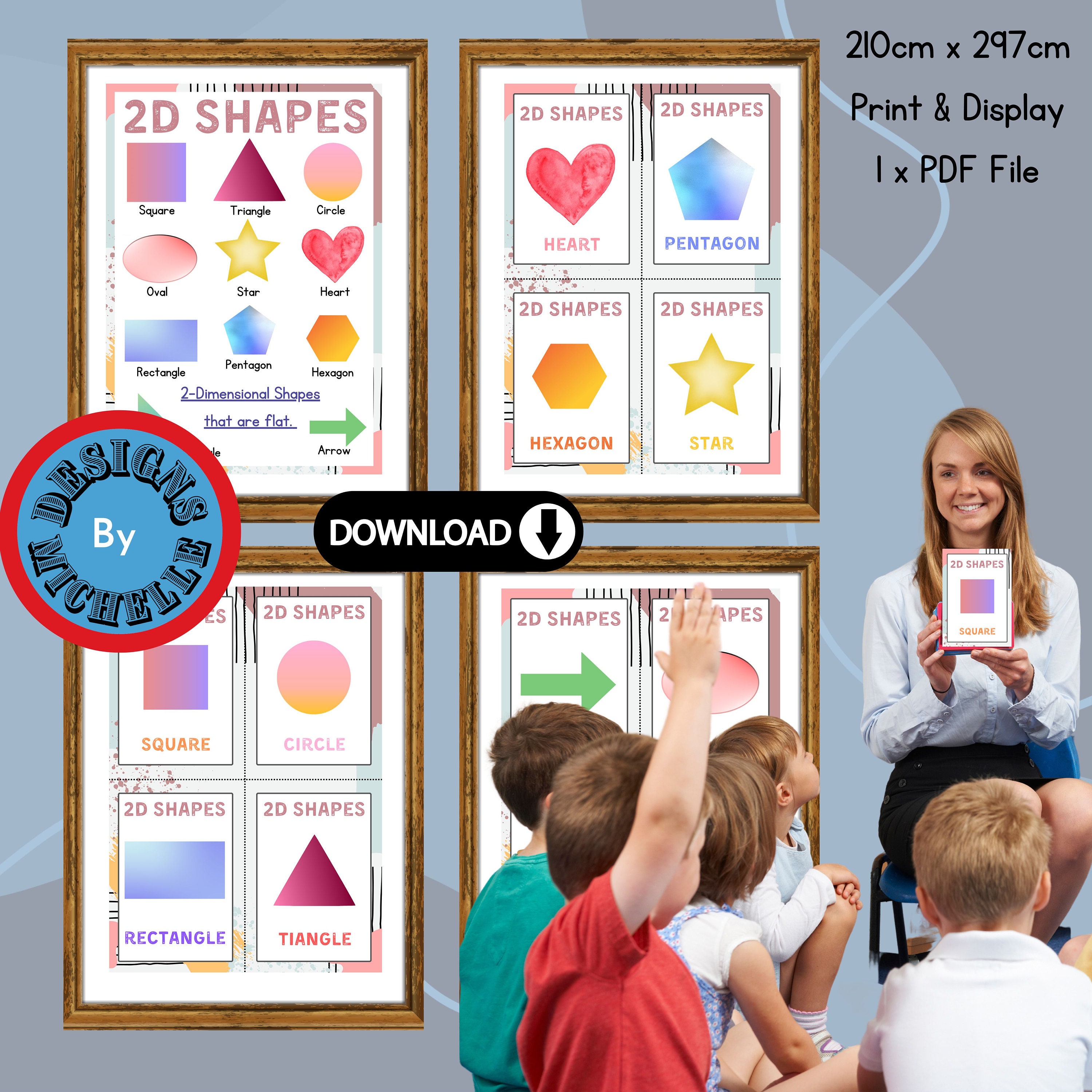 Daycare 2D Shapes Poster and Flashcards Childcare and Day - Etsy UK