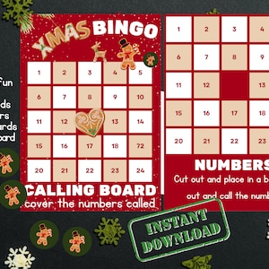 Christmas Bingo Cards Printable Digital Holiday Christmas Games Instant ...