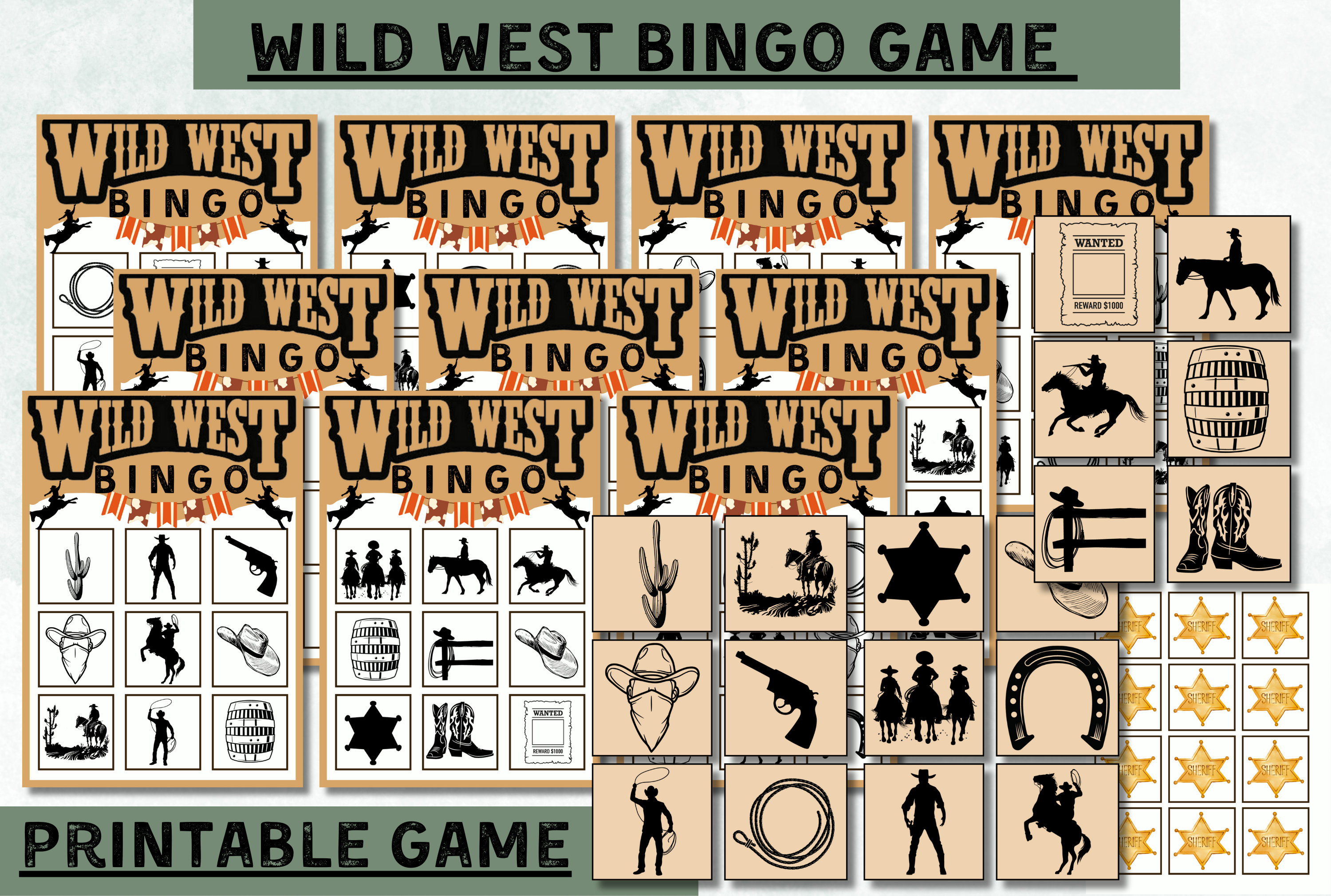 Wild West Bingo Cowboy Family Game Party Game 10 Player - Etsy