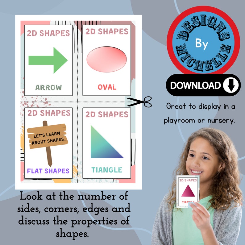 Daycare 2D Shapes Poster and Flashcards Childcare and Day - Etsy UK