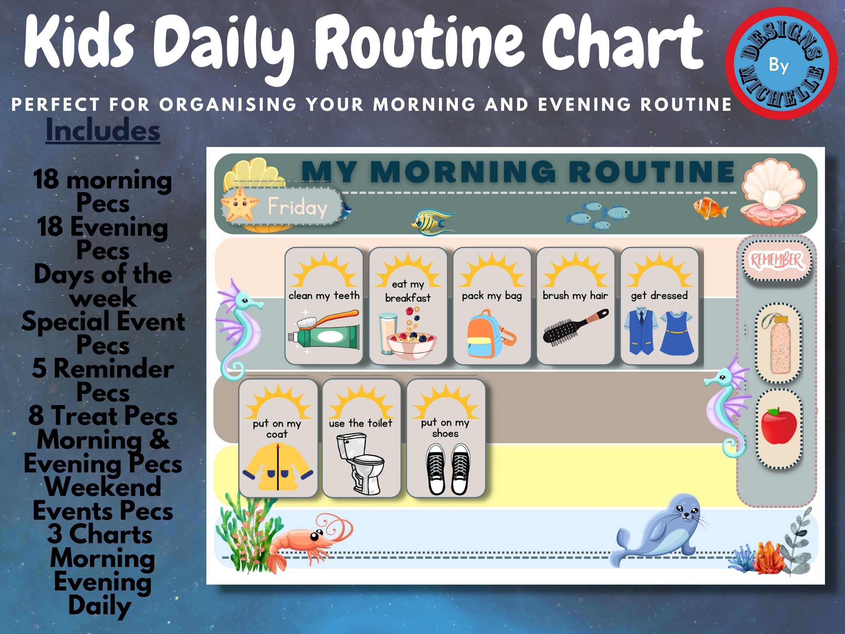 Daily Routine Chart Evening Routine Morning Routine Pecs - Etsy