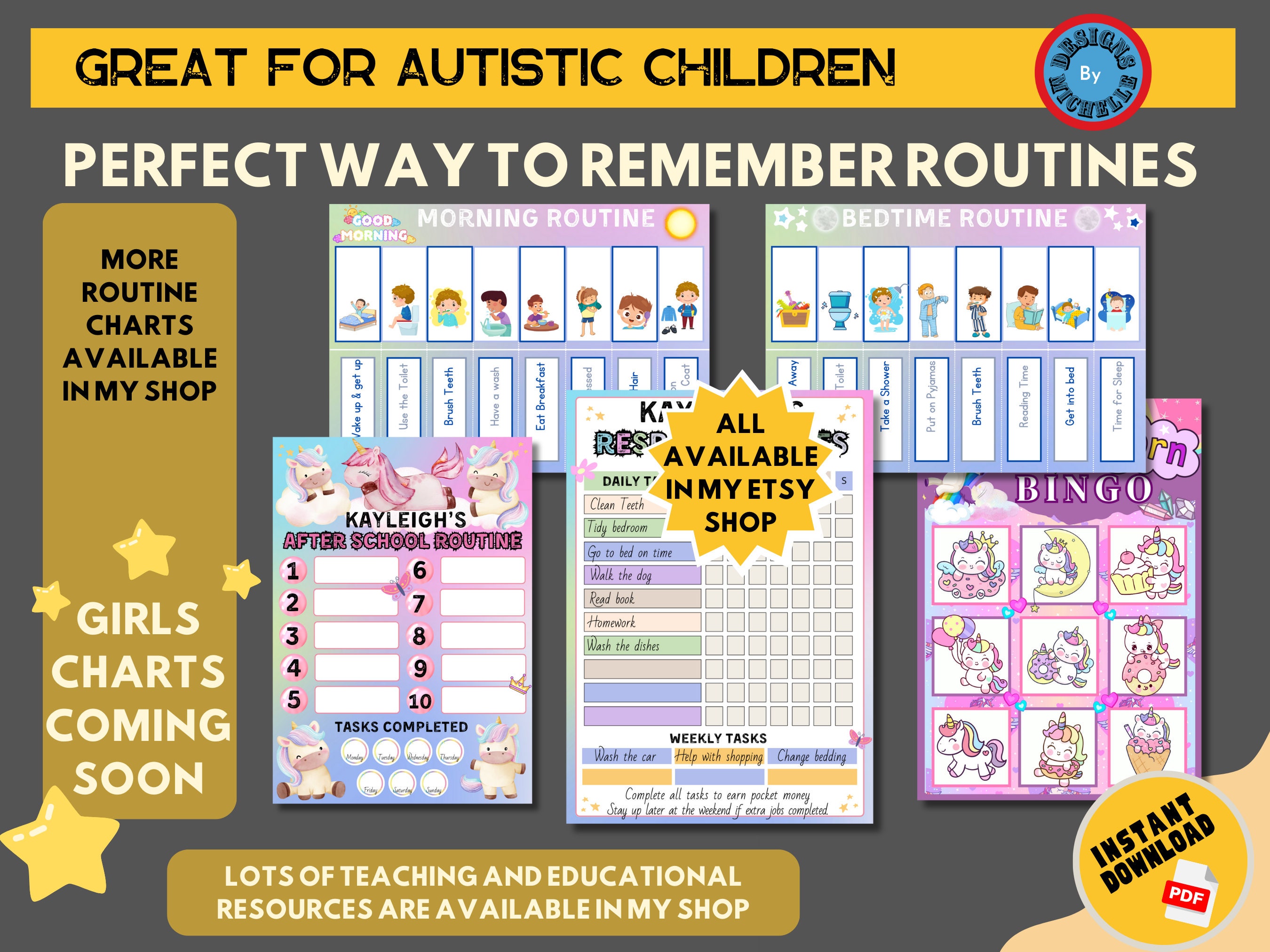 SCHOOL Routine Chart, Printable Chart, Kids Get Ready for School Visual ...