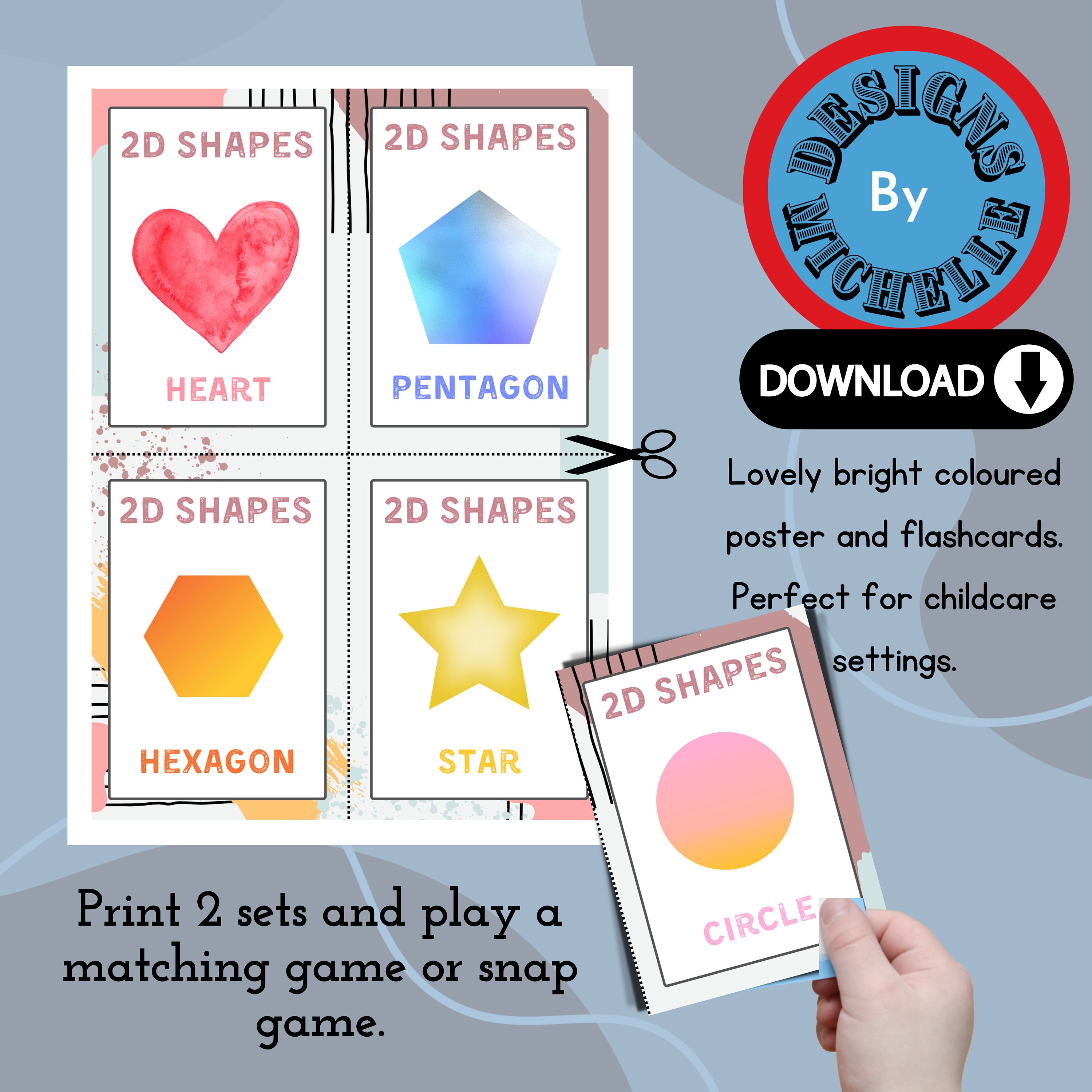 Daycare 2D Shapes Poster and Flashcards Childcare and Day - Etsy UK