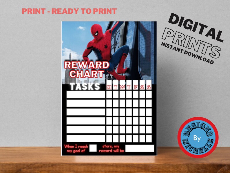 Printable Reward Chart Spiderman Star Chart Behaviour Chart - Etsy