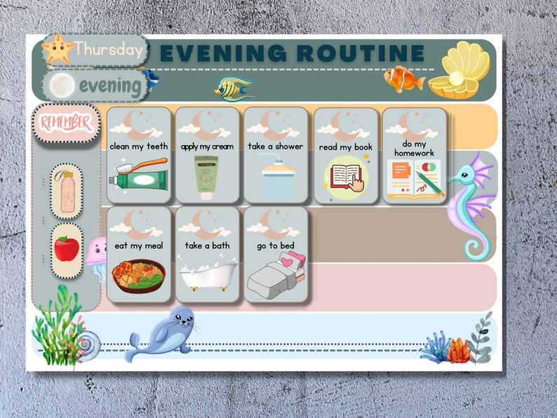 Daily Routine Chart Evening Routine Morning Routine Pecs - Etsy