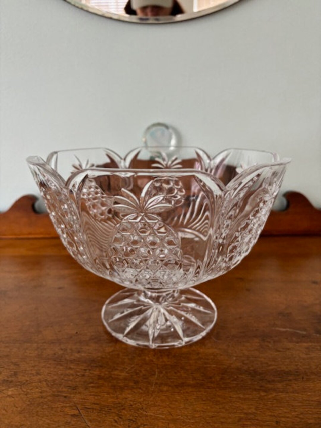 Shannon Crystal Footed Bowl With Pineapple Pattern - Rare! - Etsy