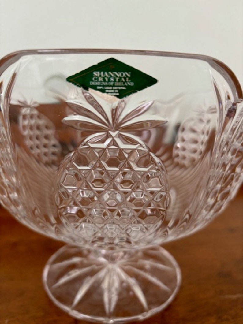 Shannon Crystal Footed Bowl With Pineapple Pattern Rare - Etsy