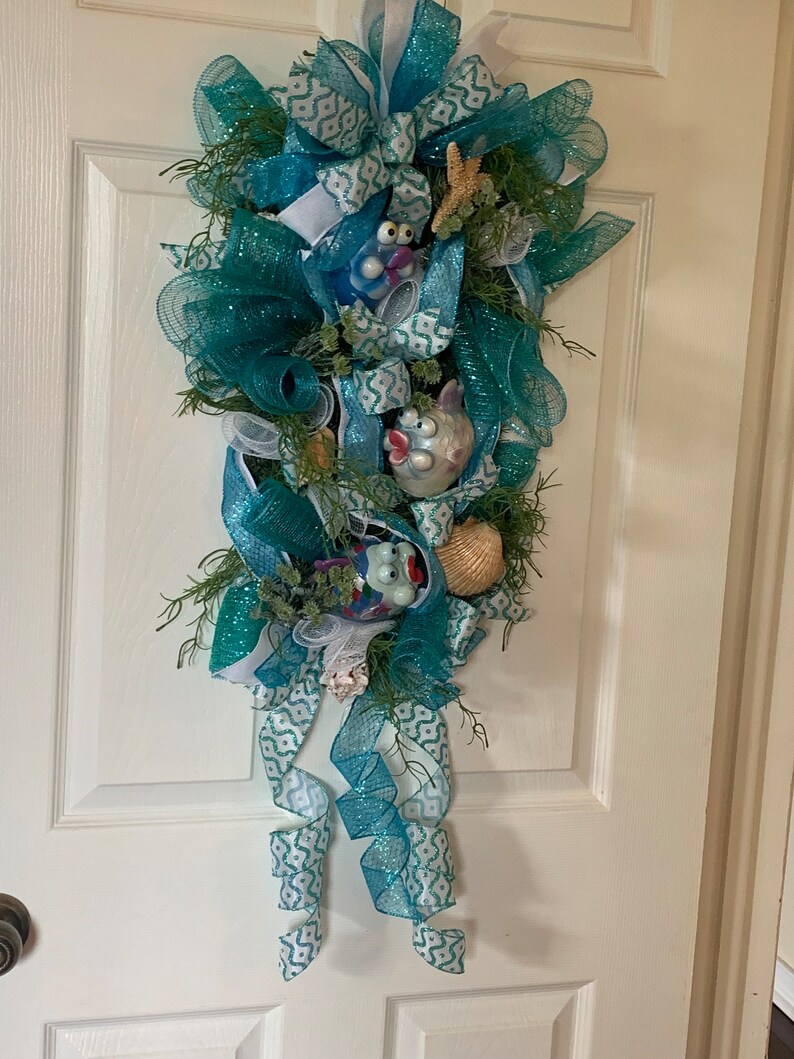 Beach Swag, Summer Fish Swag or Wreath, Beach Theme for Seashore Home ...