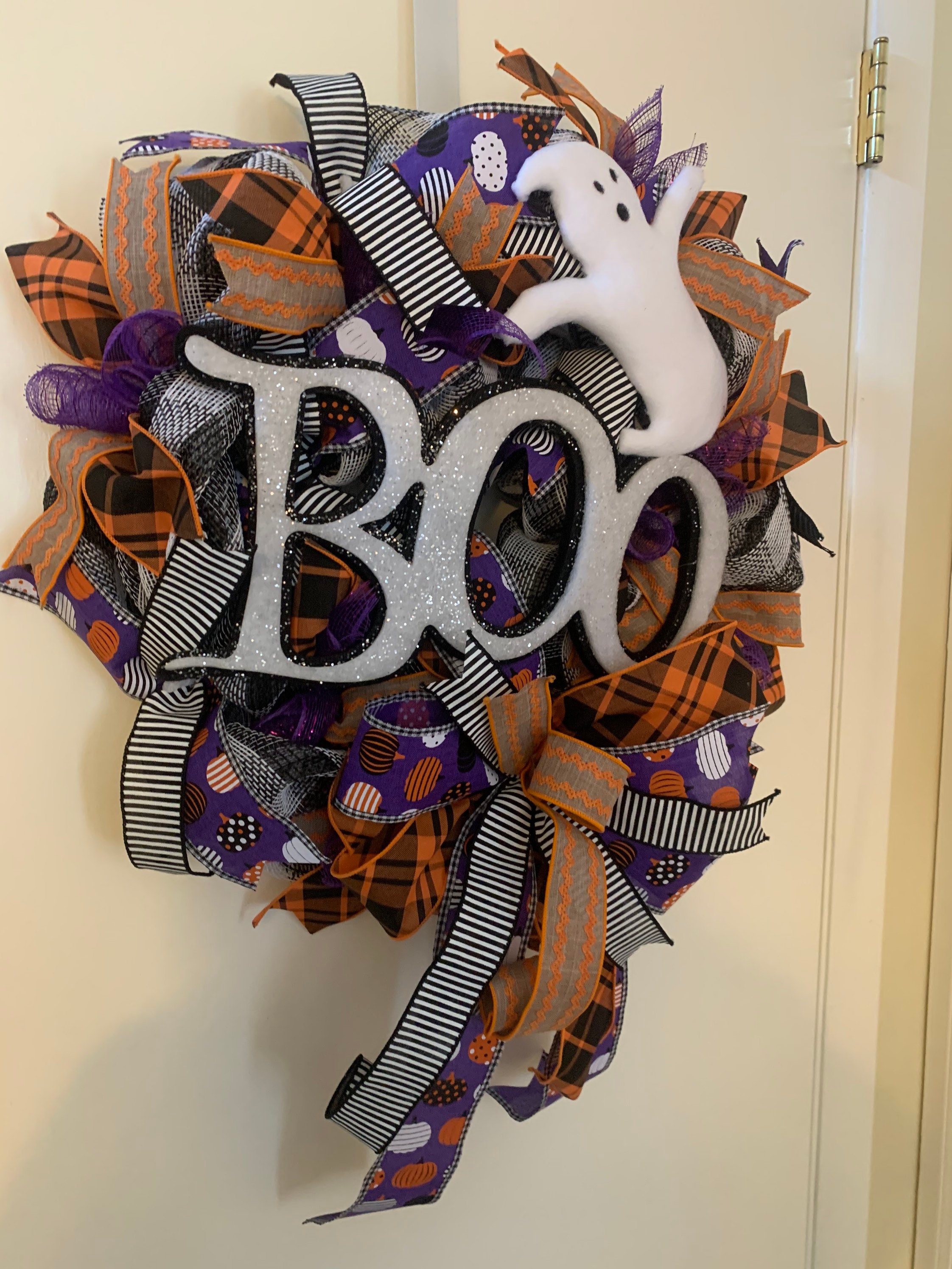 Halloween Ghost Wreath, Deco Mesh Wreath With Ghost, Front Door ...