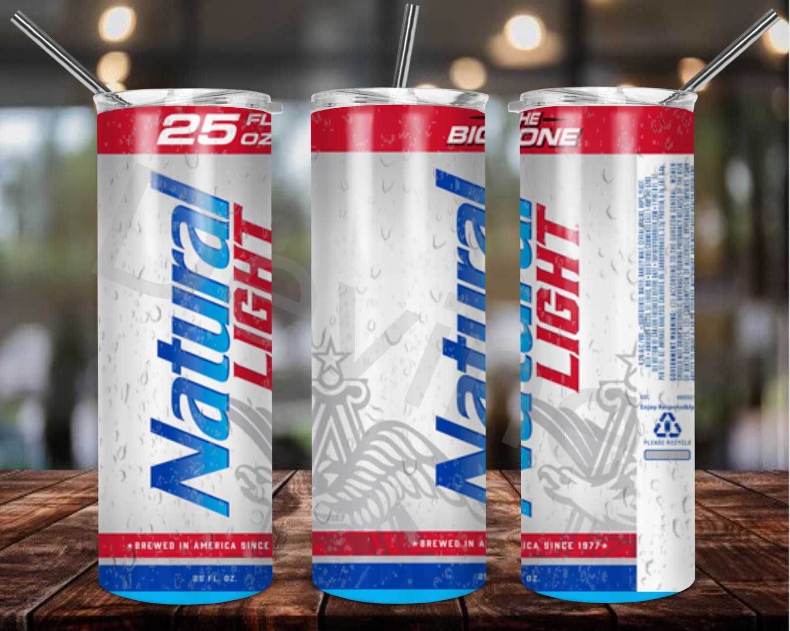 Natural Light beer sublimation wrap design skinny tumbler | Etsy