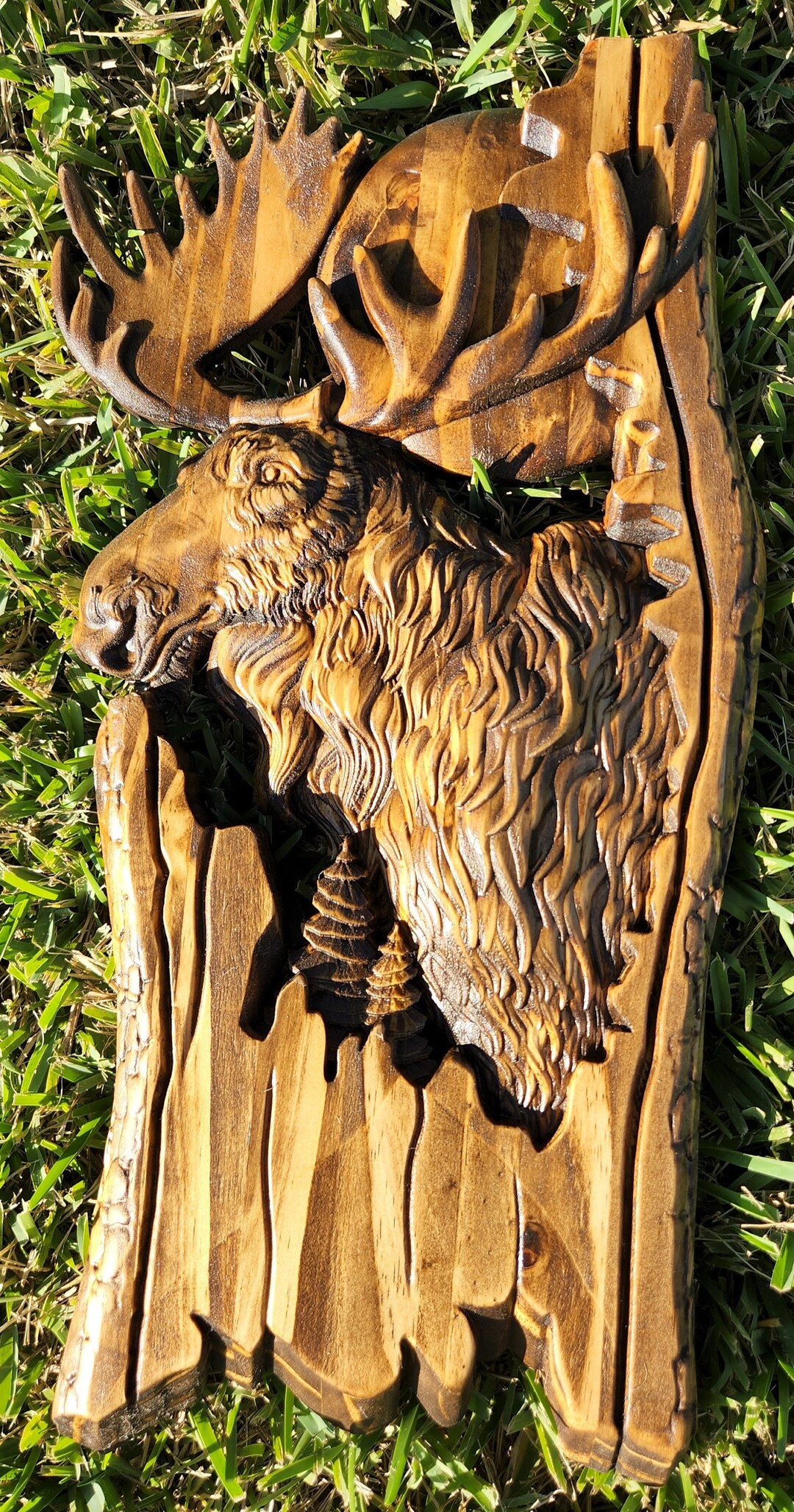 Carved Wooden Moose Wall Decor 3D Wood Carving Wall Art - Etsy