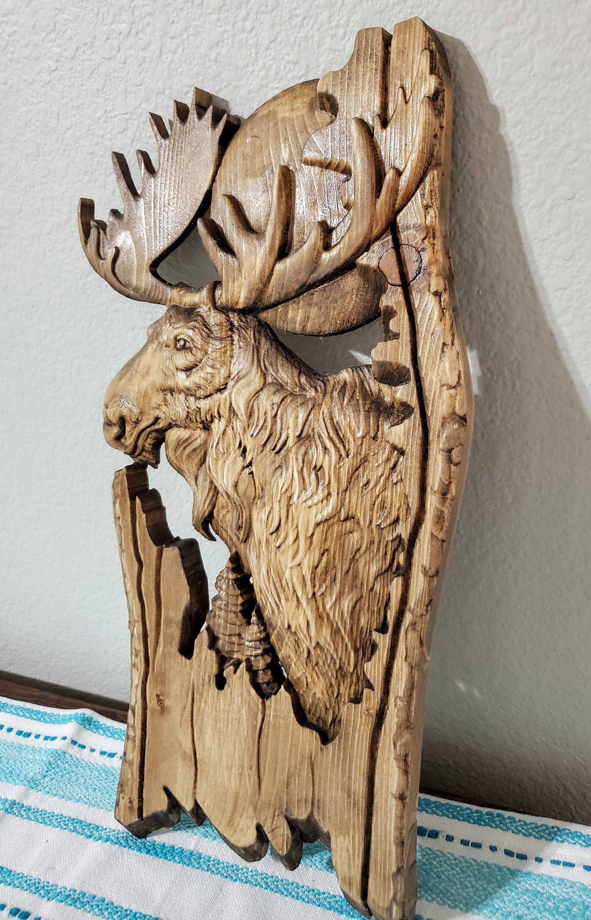 Carved Wooden Moose Wall Decor 3D Wood Carving Wall Art - Etsy