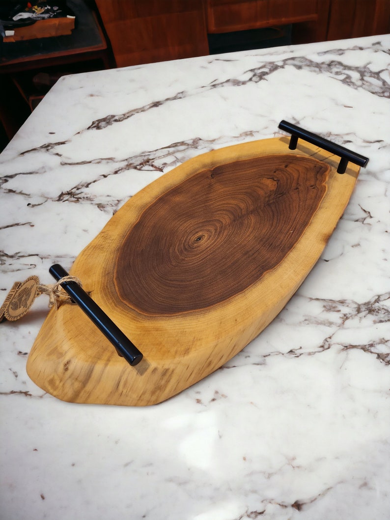 Natural Shaped Walnut Serving Tray Live Edge Charcuterie - Etsy