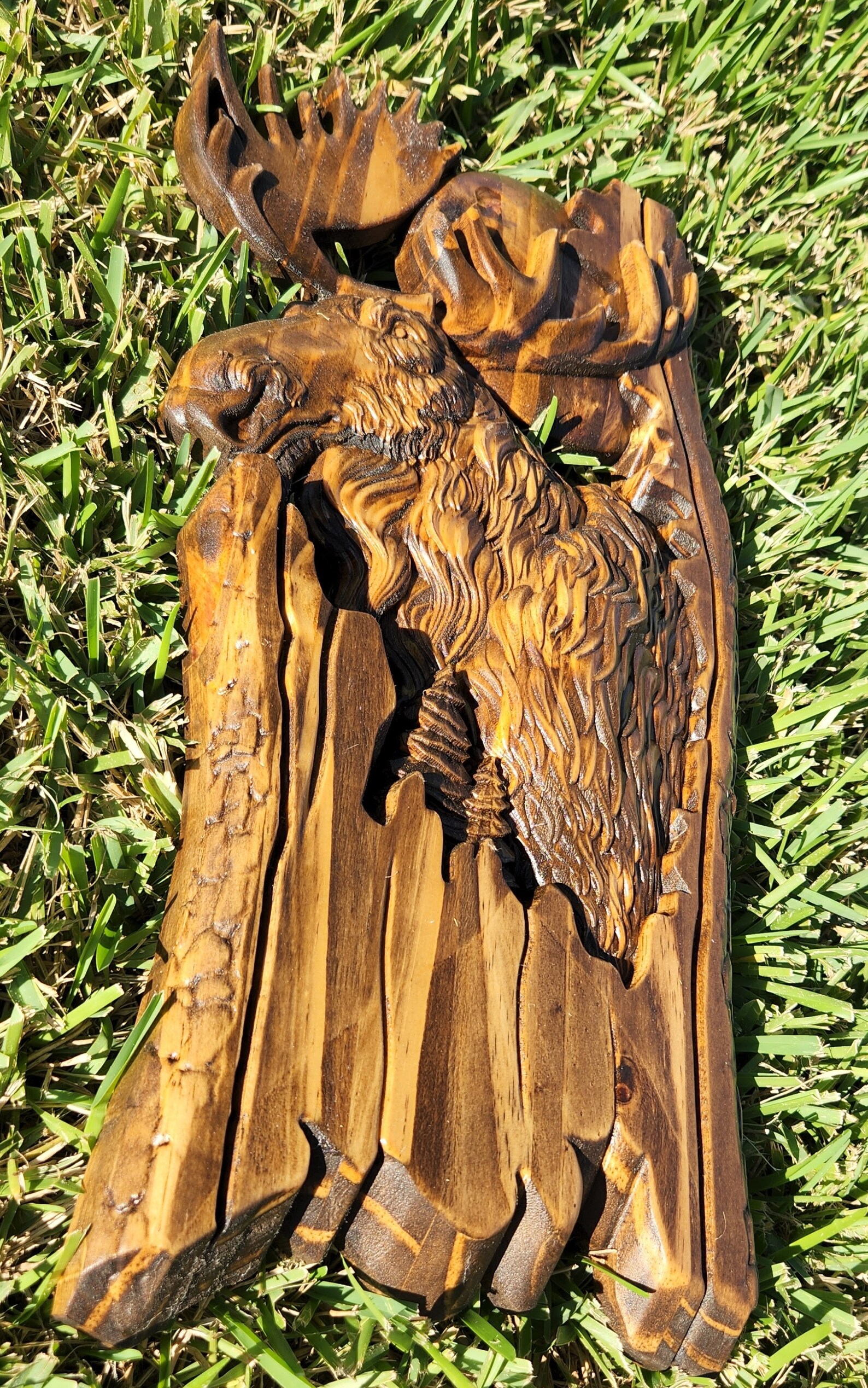 Carved Wooden Moose Wall Decor 3D Wood Carving Wall Art - Etsy