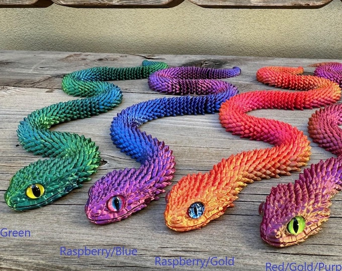 3D Printed Articulated Bush Viper Snake - Etsy