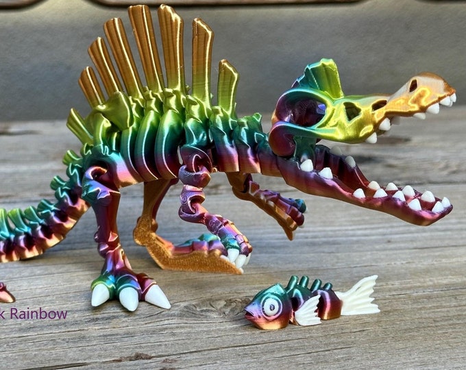 3D Printed Articulated Spinosaurus Skeleton (fish Included) - Etsy