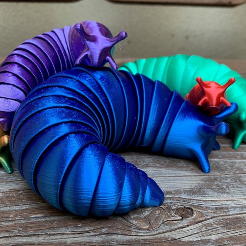 3D Printed Articulated Fidget Slug Toy Various Colors - Etsy