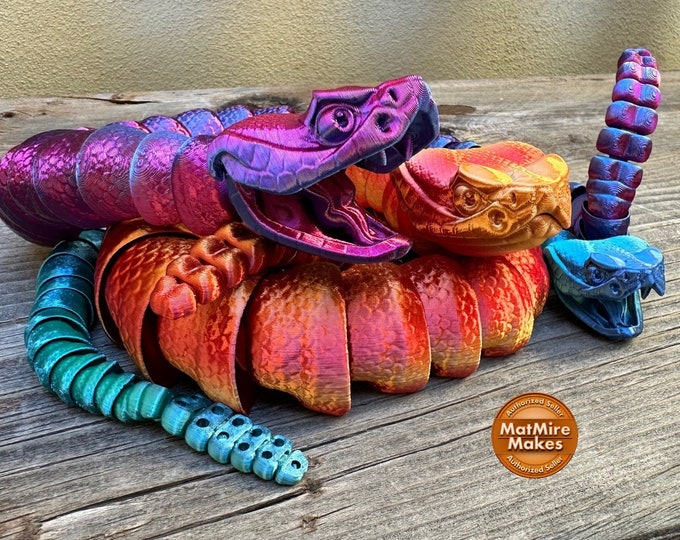3D Printed Snake, 24 Articulated Rattlesnake, Matmire Makes, Fidget Toy ...