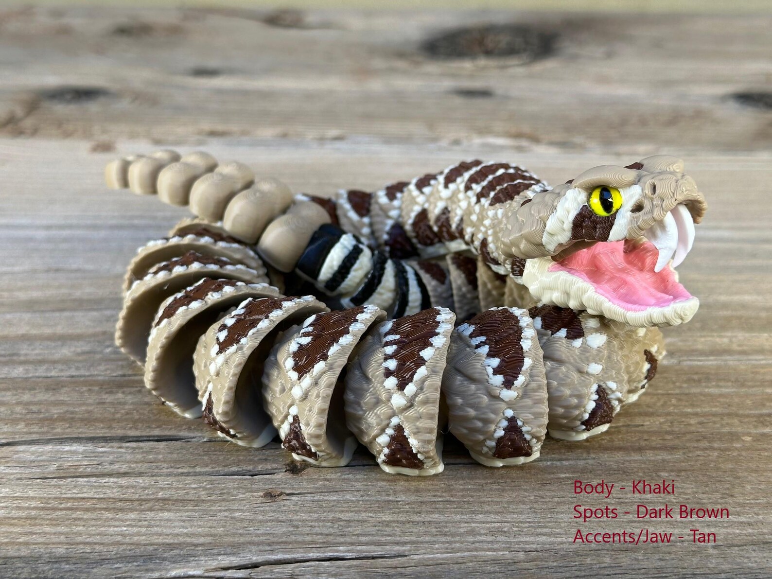 3D Printed Articulated Diamondback Rattlesnake With Opening Mouth ...