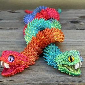 3D Printed Articulated Bush Viper Snake With Opening Mouth and ...