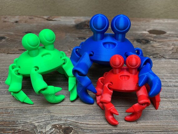 Happy Crab 3d Printed Articulated Fidget Toy - Etsy