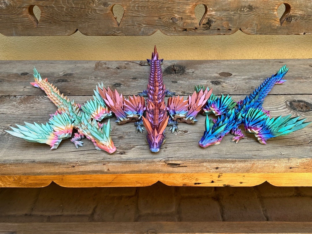 3D Printed Articulated Crystal Wing Dragon - Etsy