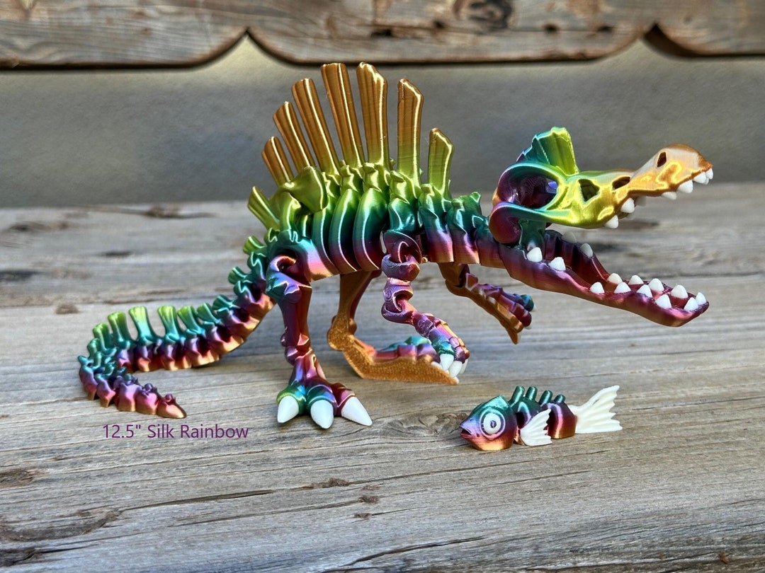 3D Printed Articulated Spinosaurus Skeleton (fish Included) - Etsy