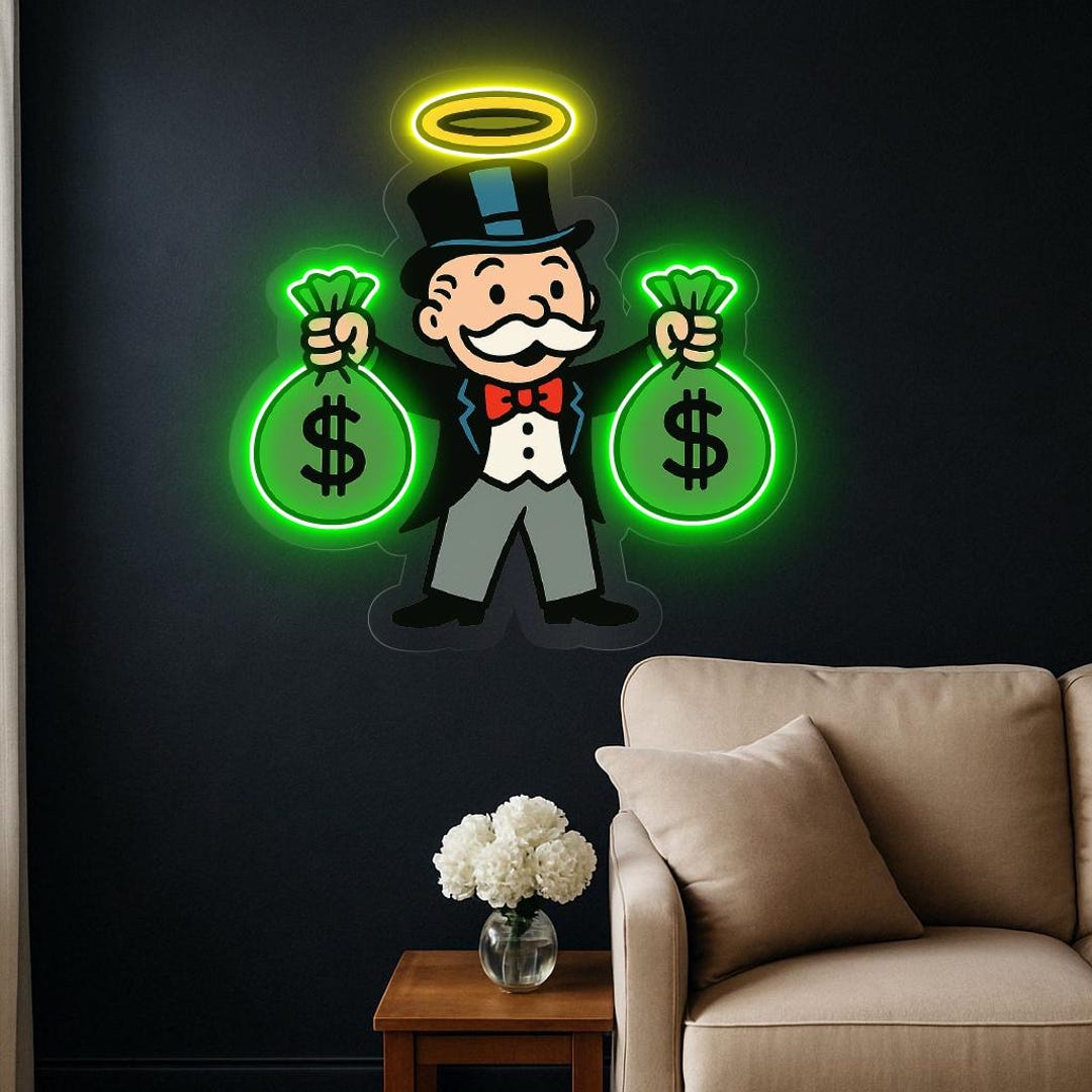 Monopoly Money Man Neon Sign – Rich Uncle Pennybags Acrylic Wall Art ...