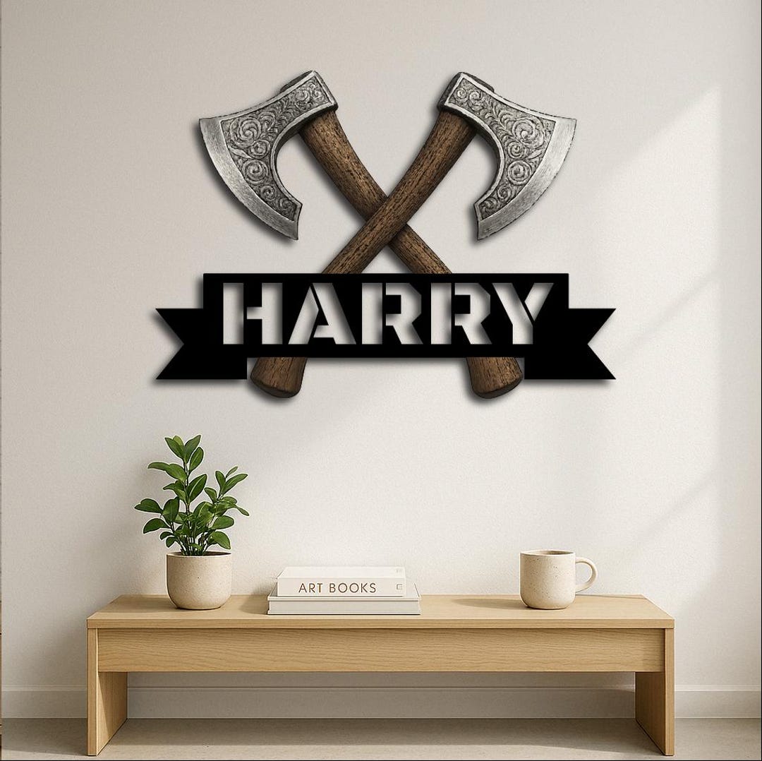 Custom Viking Axe Name Sign – Personalized Metal Wall Art for Men’s ...
