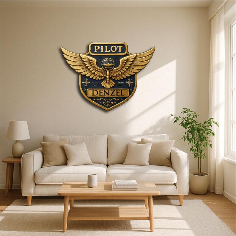 Personalized Pilot Badge Wall Sign – Custom Aviation Gift for Men ...
