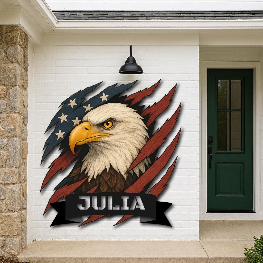 Personalized Bald Eagle American Flag Metal Sign: Patriotic Wall Art - Etsy