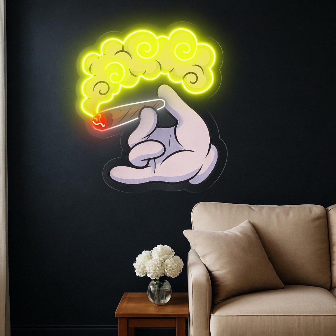 Smoking Hand Acrylic Neon Sign – Real LED Light up Wall Art for Lounge ...