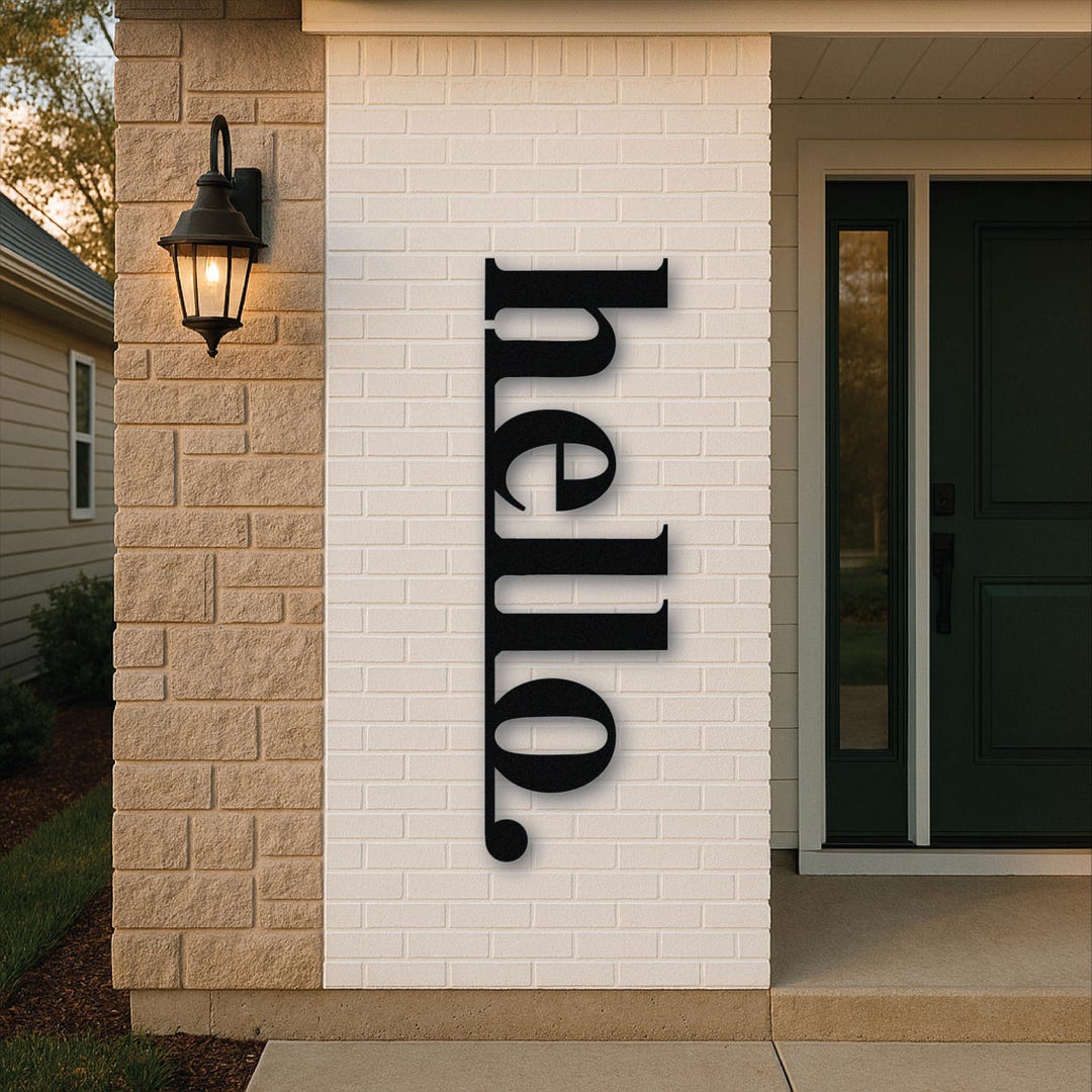 Hello Metal Sign: Modern Powder-coated Steel Porch Decor - Etsy