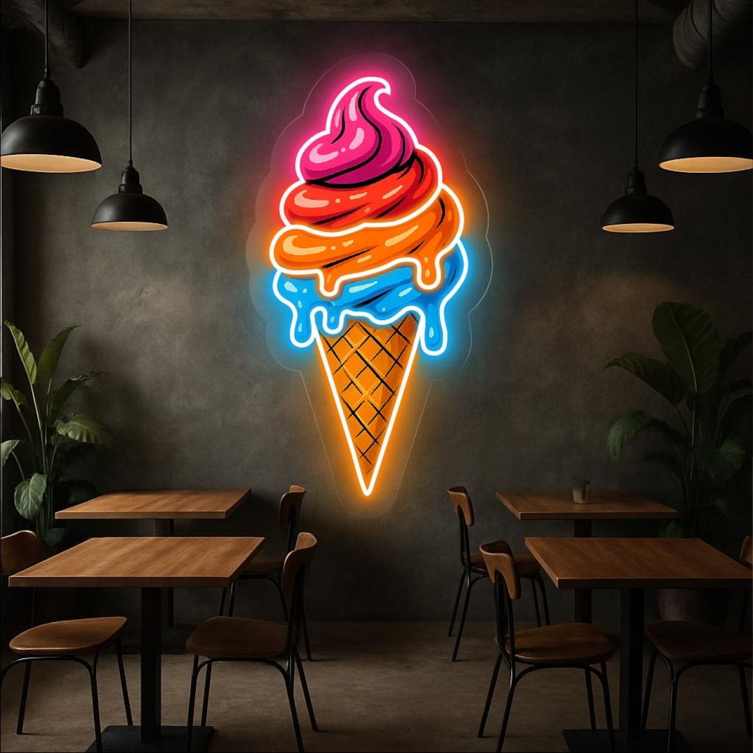 Ice Cream Neon Wall Sign – Colorful Acrylic LED Decor for Kids Room ...