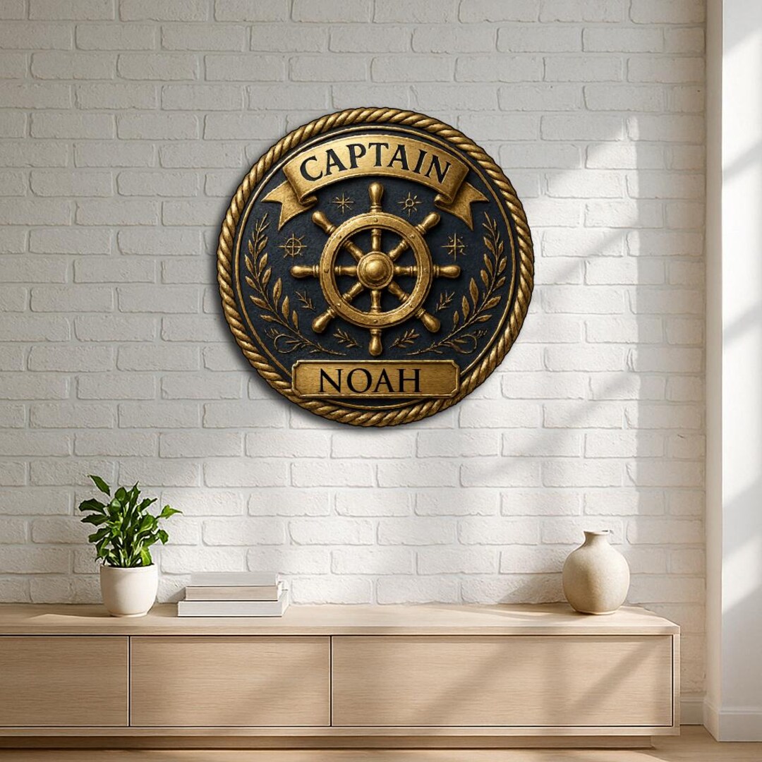 Custom Captain Nautical Metal Sign: Personalized Boat & Home Wall Decor ...