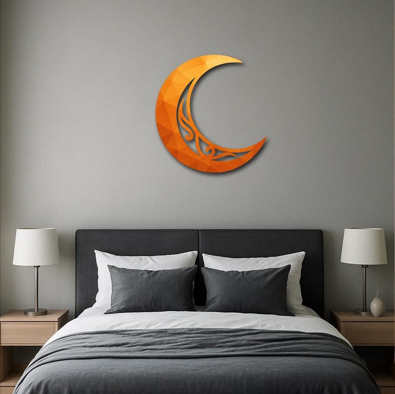 Custom Multicolor Crescent Moon Metal Wall Art – Celestial Decor for ...