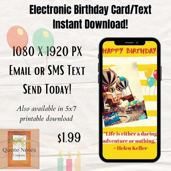 Electronic Birthday Card Digital Birthday Card SMS Text | Etsy
