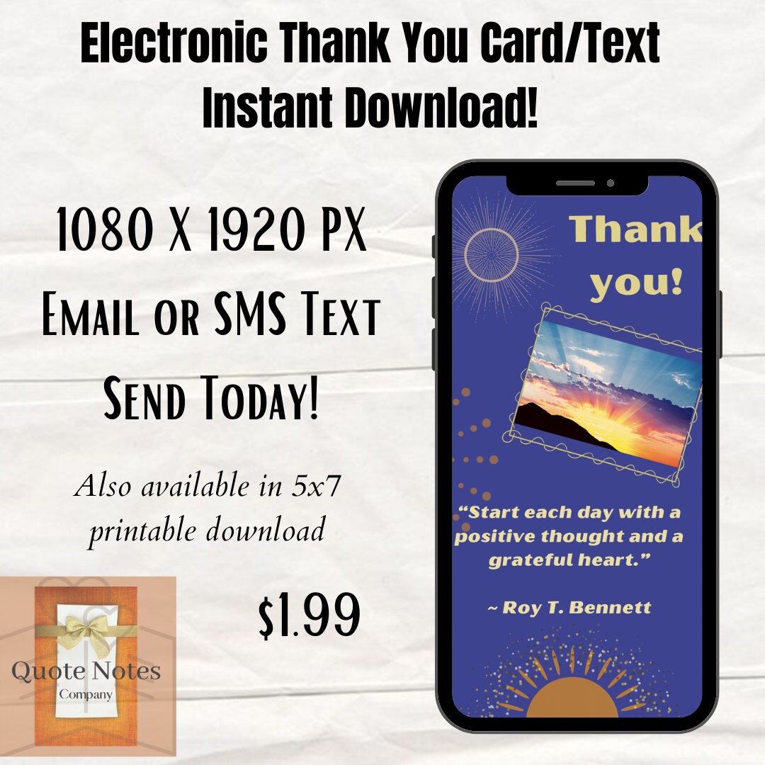 Electronic Thank You Card, Digital Birthday Card, SMS Text Phone ...