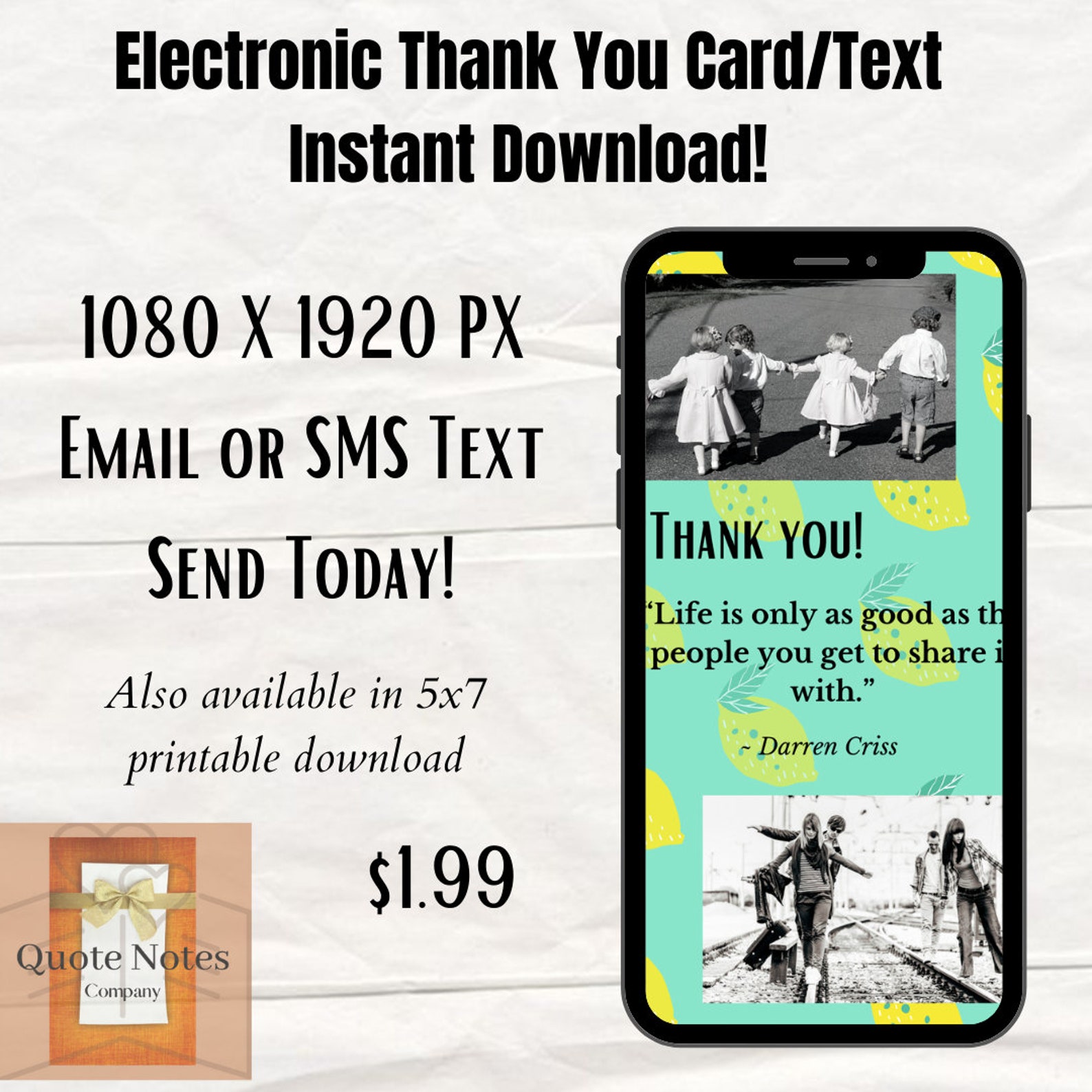 Electronic Thank You Card, Digital Birthday Card, SMS Text Phone ...